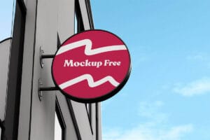 Mockup de Rótulo Circular en Fachada – Estilo Realista - Mockup Free